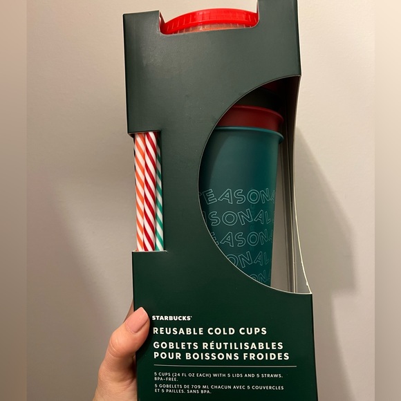 Starbucks | Kitchen | New Starbucks Holiday Reusable Cold Cups Set Of 5 ...